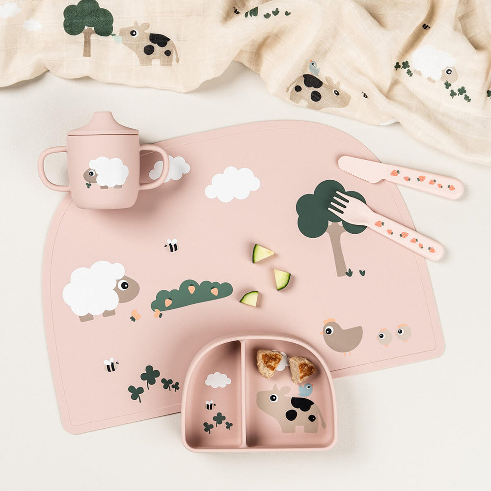 Silicone spout cup 2-handle - Tiny farm - Powder – Shop at Done by Deer ...