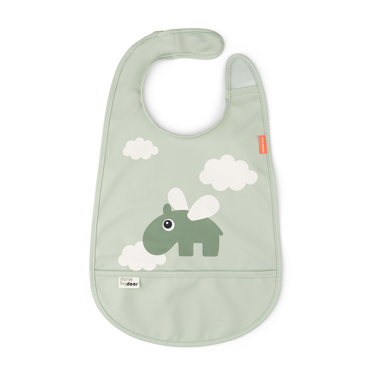 Bib w/velcro - Happy clouds - Green – Shop at Done by Deer official webshop