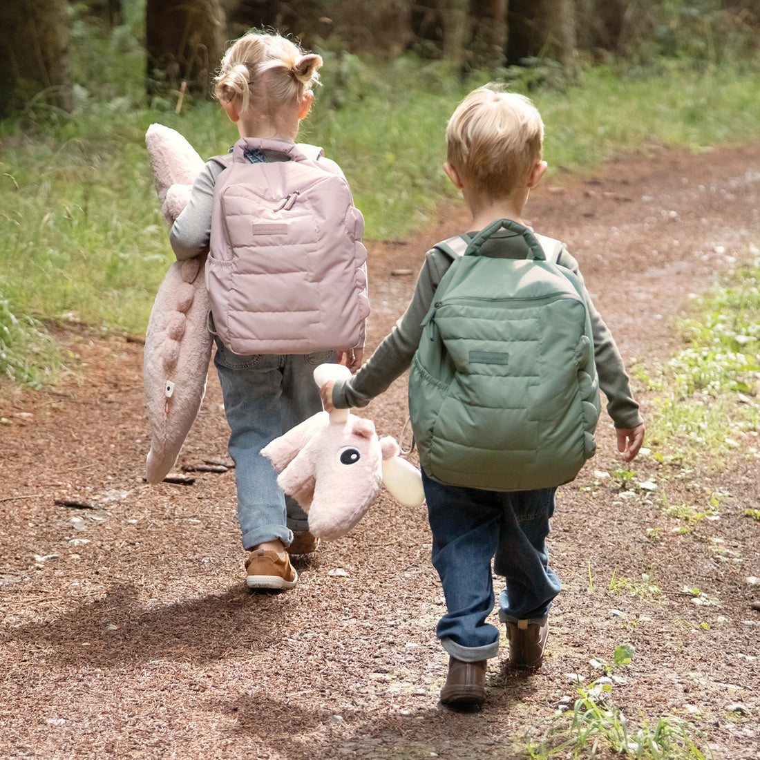 Quilted kids backpack - Croco - Green – Done by Deer